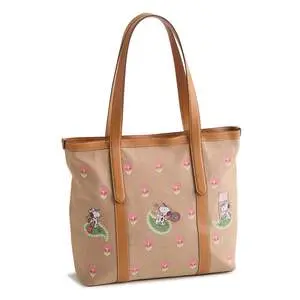 VERA BRADLEY Peanuts Original Tote Bag In Country Club Peanuts Floral - Brown