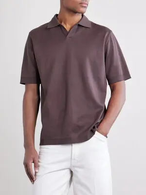 Herno Open-collar Cotton Polo Shirt - Brown