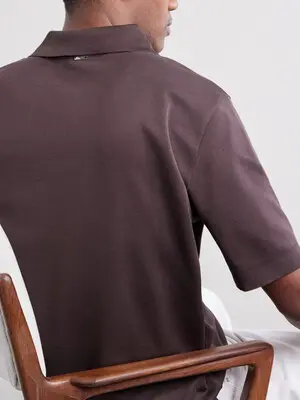 Herno Open-collar Cotton Polo Shirt - Brown