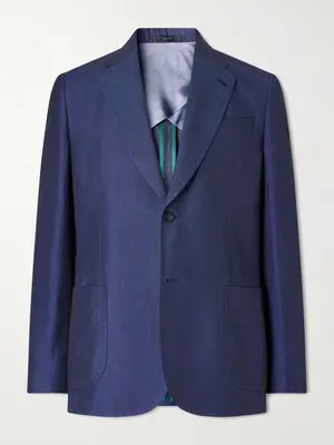Paul Smith Cotton And Linen-blend Suit Jacket - Blue