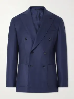 Brioni Double-breasted Wool Suit Jacket - Blue