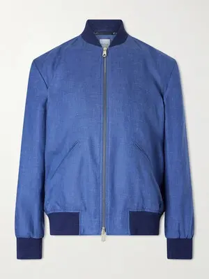 Paul Smith Linen Bomber Jacket - Blue