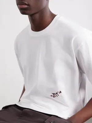 DRAKE'S Blackthorn Embroidered Cotton-jersey T-shirt