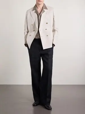 Paul Smith Double-breasted Linen And Cotton-blend Blazer