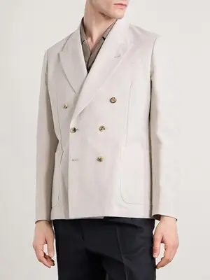 Paul Smith Double-breasted Linen And Cotton-blend Blazer