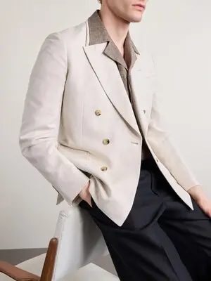 Paul Smith Double-breasted Linen And Cotton-blend Blazer