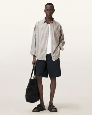 ALLSAINTS Roma Oversized Long Sleeve Striped Shirt