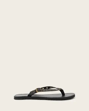 ALLSAINTS Sydney Eyelet Leather Sandals - Black
