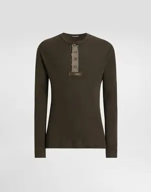 Dolce & Gabbana Ribbed Cotton Serafino T-shirt