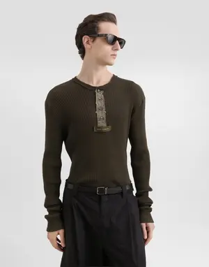 Dolce & Gabbana Ribbed Cotton Serafino T-shirt