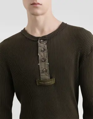 Dolce & Gabbana Ribbed Cotton Serafino T-shirt