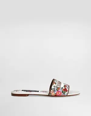 Dolce & Gabbana Nappa Leather Flat Slippers With Embroidery - White