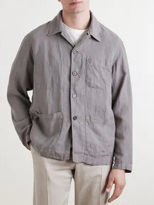 Hartford Linen And Cotton-blend Woven Jacket - Gray