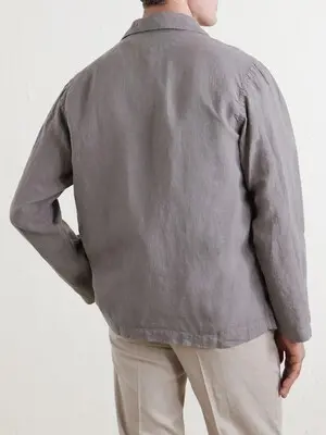 Hartford Linen And Cotton-blend Woven Jacket - Gray