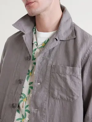 Hartford Linen And Cotton-blend Woven Jacket - Gray
