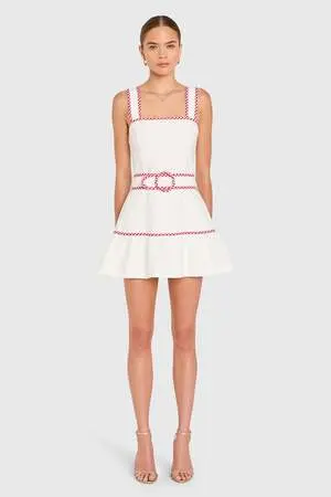 Amanda Uprichard Kassy Mini Skort Romper - Ivory Red