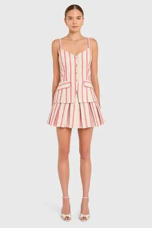Amanda Uprichard Wesley Skort Romper - Red Stripe