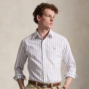 Ralph Lauren Classic Fit Striped Oxford Shirt - Thistle White