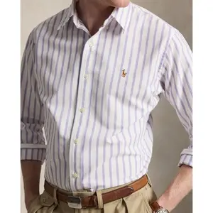 Ralph Lauren Classic Fit Striped Oxford Shirt - Thistle White