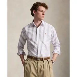 Ralph Lauren Classic Fit Striped Oxford Shirt - Thistle White
