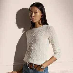 luxe cable-knit crewneck sweaters