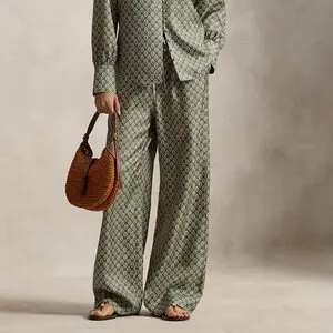 Ralph Lauren Floral Silk Wide-leg Drawstring Pants