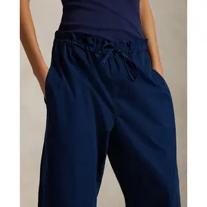 Ralph Lauren Cotton Curved Tapered Drawstring Pant - Navy
