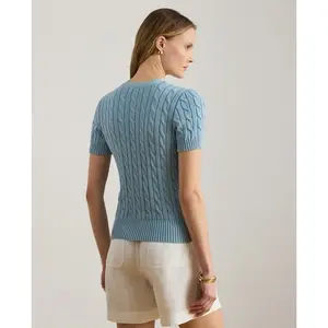 Ralph Lauren Cable-knit Cotton Short-sleeve Cardigan - Blue Note