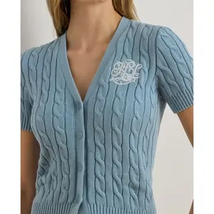 Ralph Lauren Cable-knit Cotton Short-sleeve Cardigan - Blue Note