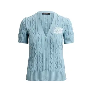 Ralph Lauren Cable-knit Cotton Short-sleeve Cardigan - Blue Note