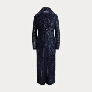 Ralph Lauren Embellished Cashmere Mesh Long Cardigan