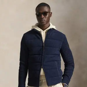 Ralph Lauren Wool-cashmere Quilted Insulated Full-zip Sweater