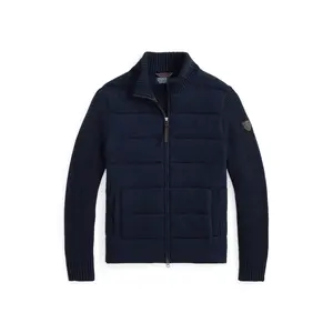 Ralph Lauren Wool-cashmere Quilted Insulated Full-zip Sweater
