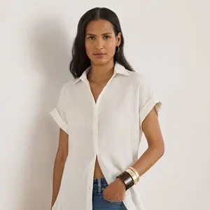 Ralph Lauren Relaxed Fit Linen Short-sleeve Shirt - White
