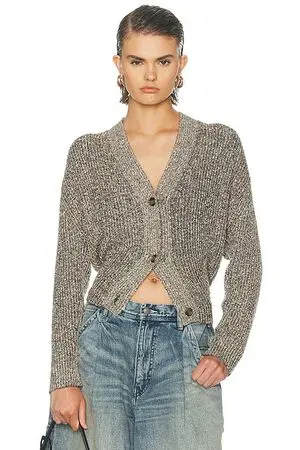 R13 Split Hem Ribbed Cardigan