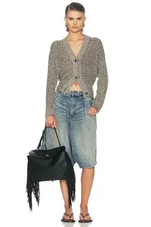 R13 Split Hem Ribbed Cardigan
