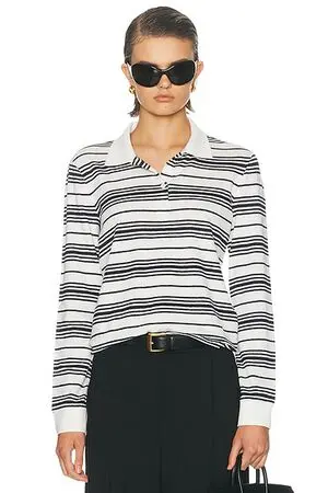 FRAME Striped Long Sleeve Polo