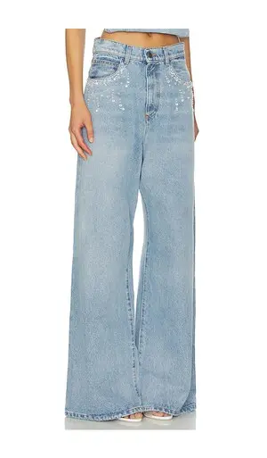 Giuseppe Di Morabito Wide Leg Jeans With Floral Detailing - Light Blue