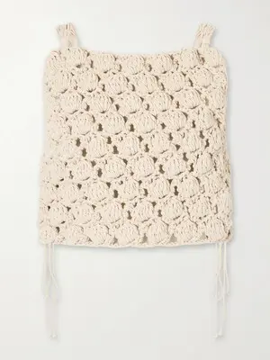 Balmain Crochet Cotton Cropped Top - Neutrals