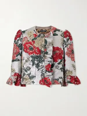Dolce & Gabbana Floral-embroidered Jacquard-lamé Jacket