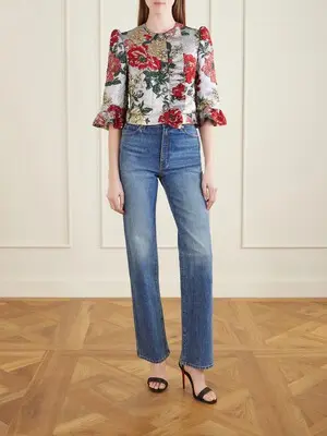 Dolce & Gabbana Floral-embroidered Jacquard-lamé Jacket