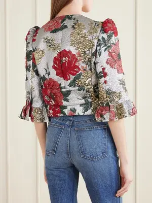 Dolce & Gabbana Floral-embroidered Jacquard-lamé Jacket