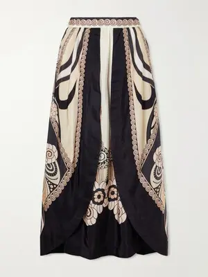 La DoubleJ Printed Silk Maxi Skirt