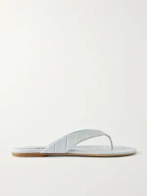 Le Monde Beryl Croc-effect Leather Thong Sandals - Blue