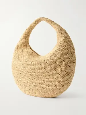 Saint Laurent Icare Cassandre-embellished Woven Raffia Shoulder Bag