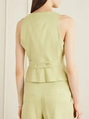 Veronica Beard Hartwell Linen-blend Twill Vest