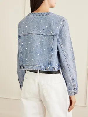 Veronica Beard Lowry Cropped Embellished Denim Jacket
