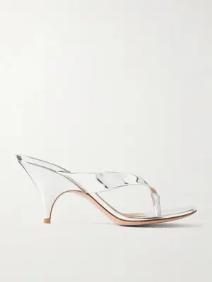 GIANVITO ROSSI Sofia 70 Metallic Leather Thong Sandals