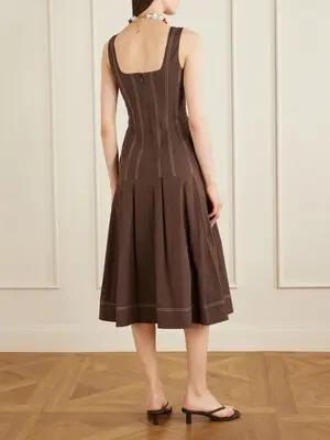 Veronica Beard Jolie Cotton-blend Poplin Midi Dress