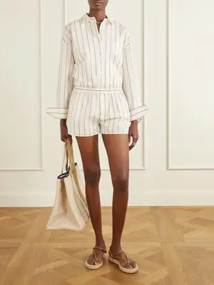 Staud Kendy Striped Cotton-blend Shirt